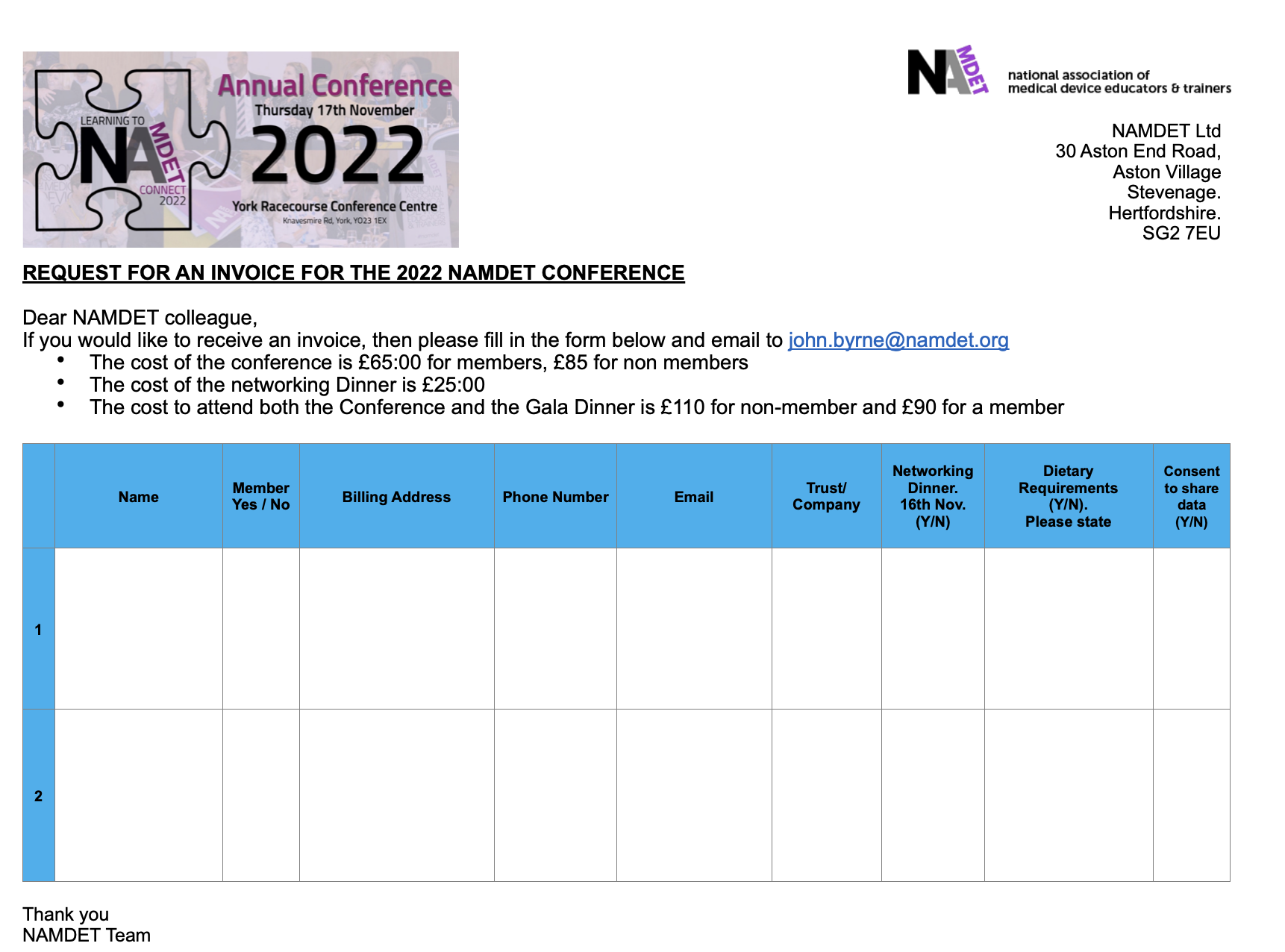 Conference 2022 – NAMDET