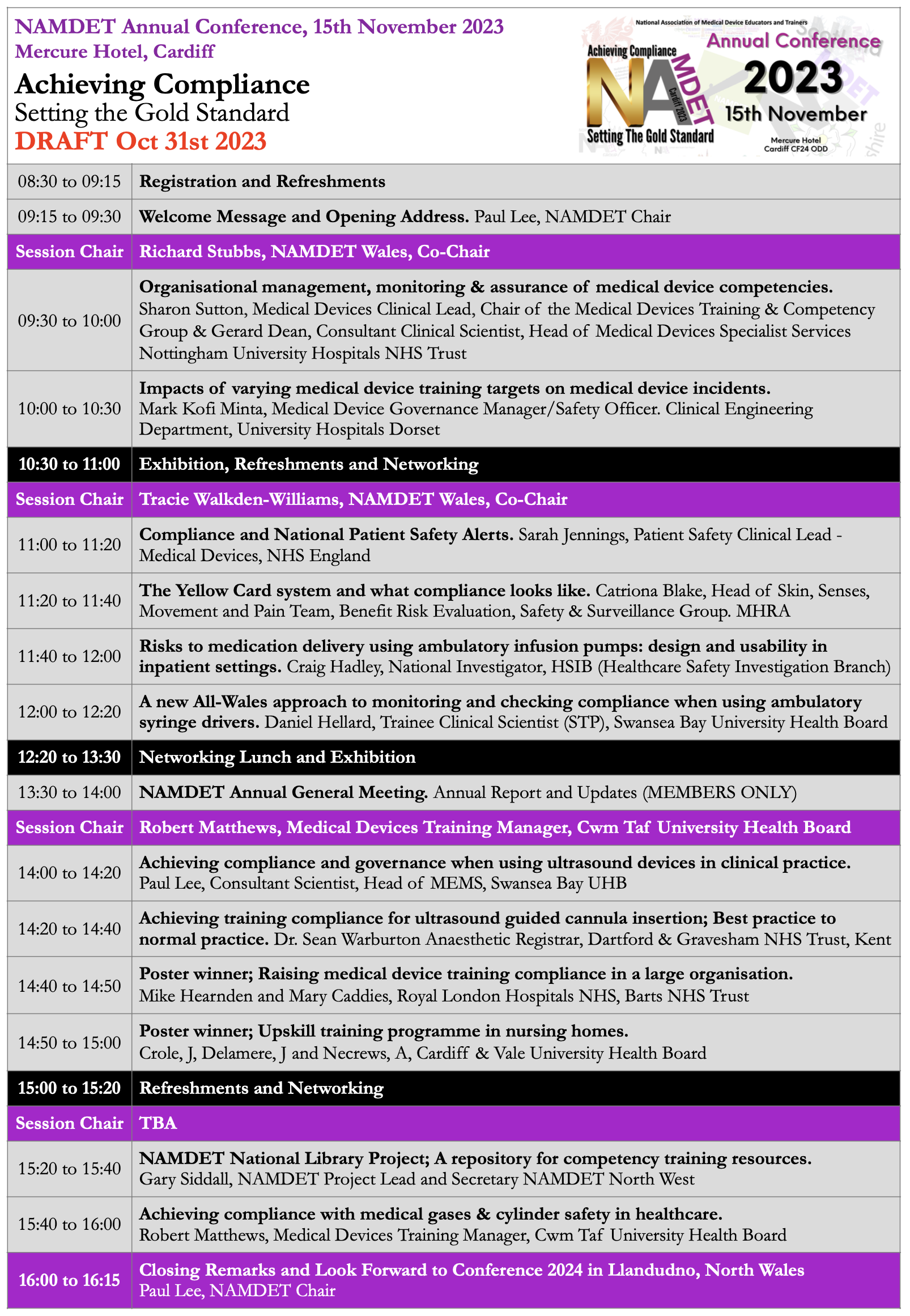 Conference 2023; Achieving Compliance; setting the gold standard – NAMDET